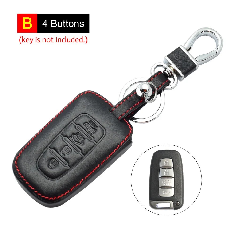Кожаный чехол для ключей Kia Hyundai 4 Buttons