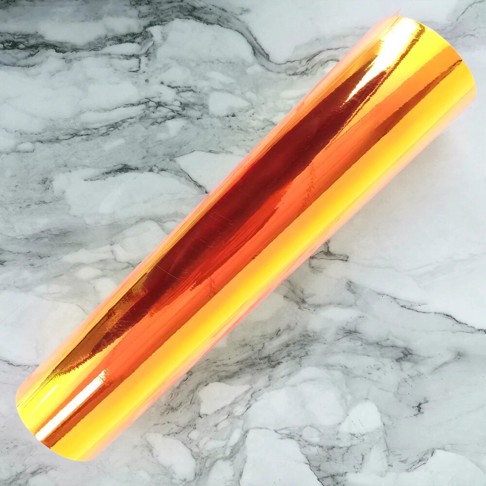 Голографическая радужная градиентная декоративная пленка CHEONET 30x100 Оранжевый, 30cmx15cm, COL06