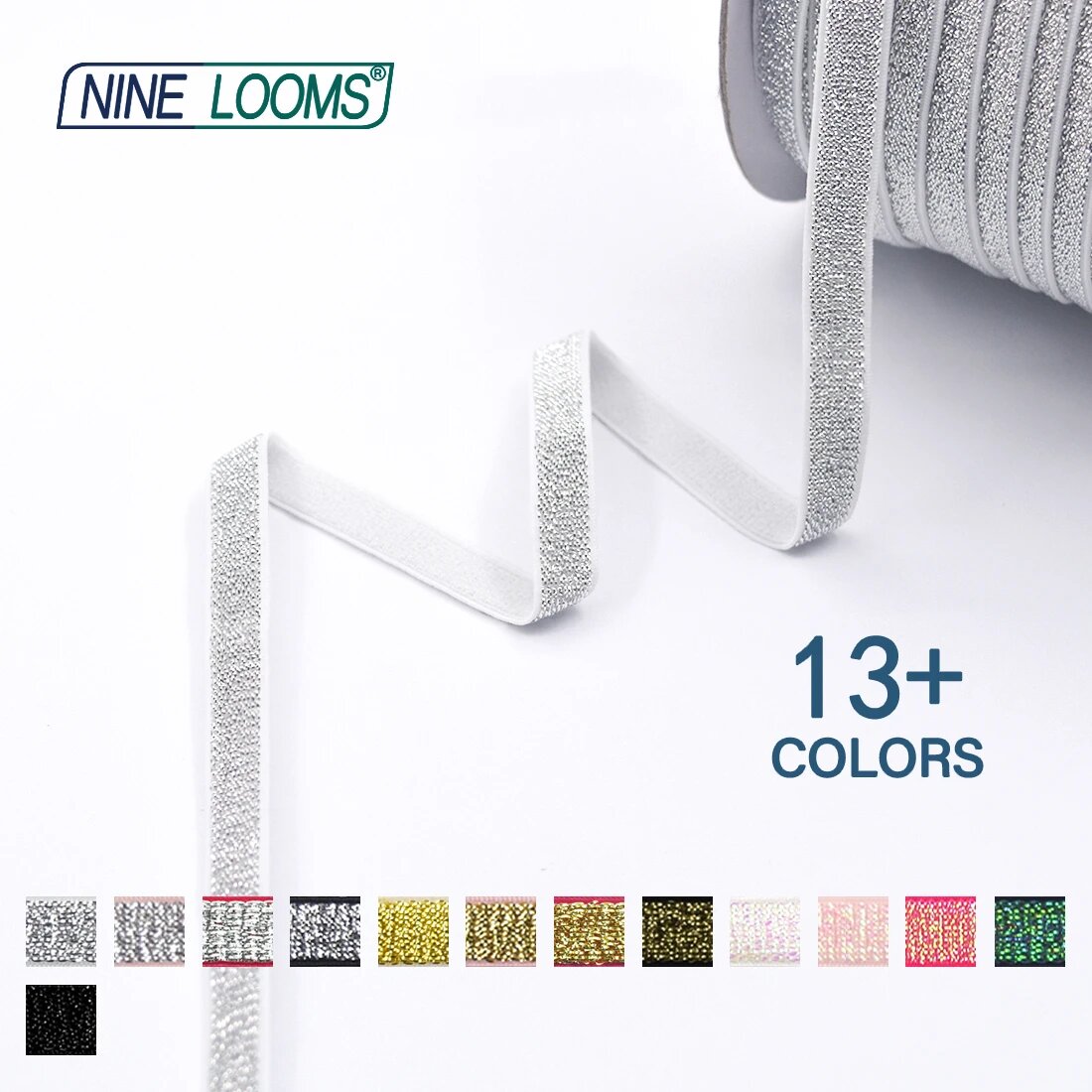 Ремешок для бюстгальтера NINE LOOMS металлический блестящий 3/8" 10мм