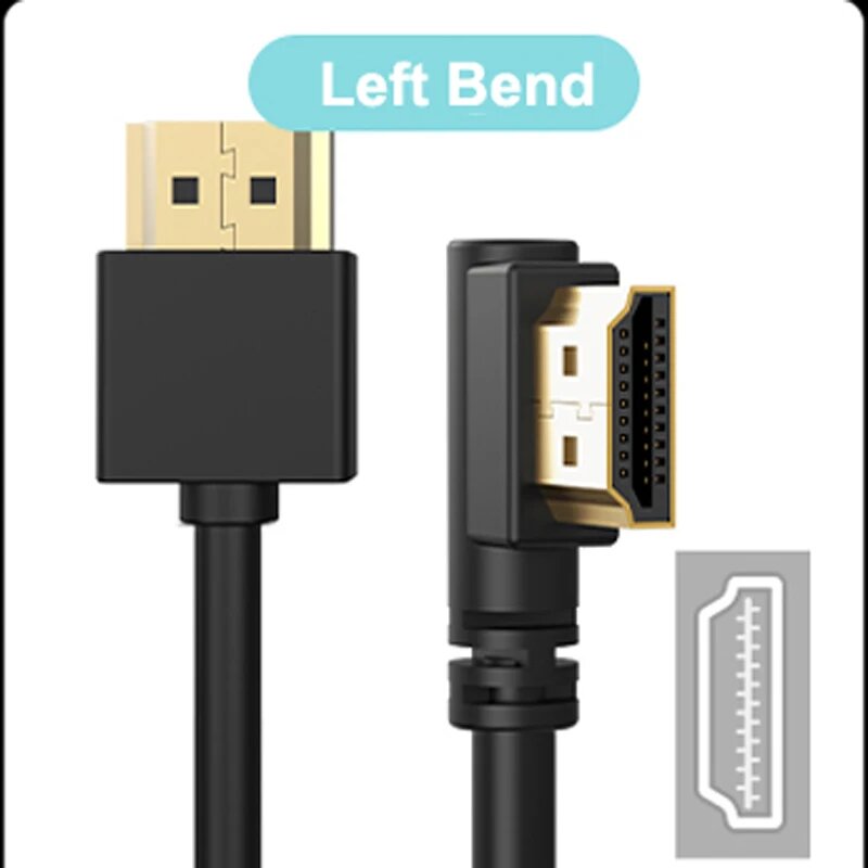 HDMI кабель 30см, левый угол, черный