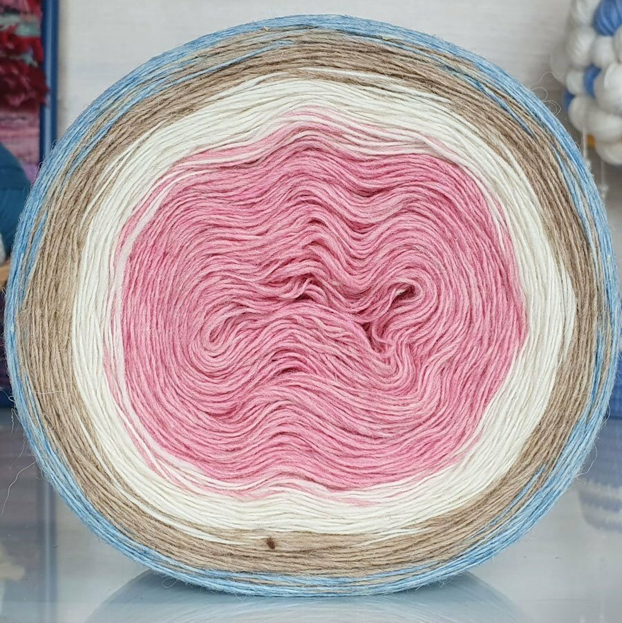 Пряжа Рассказовская ангорка колор 24-1 гол/беж/роз (2 мотка)