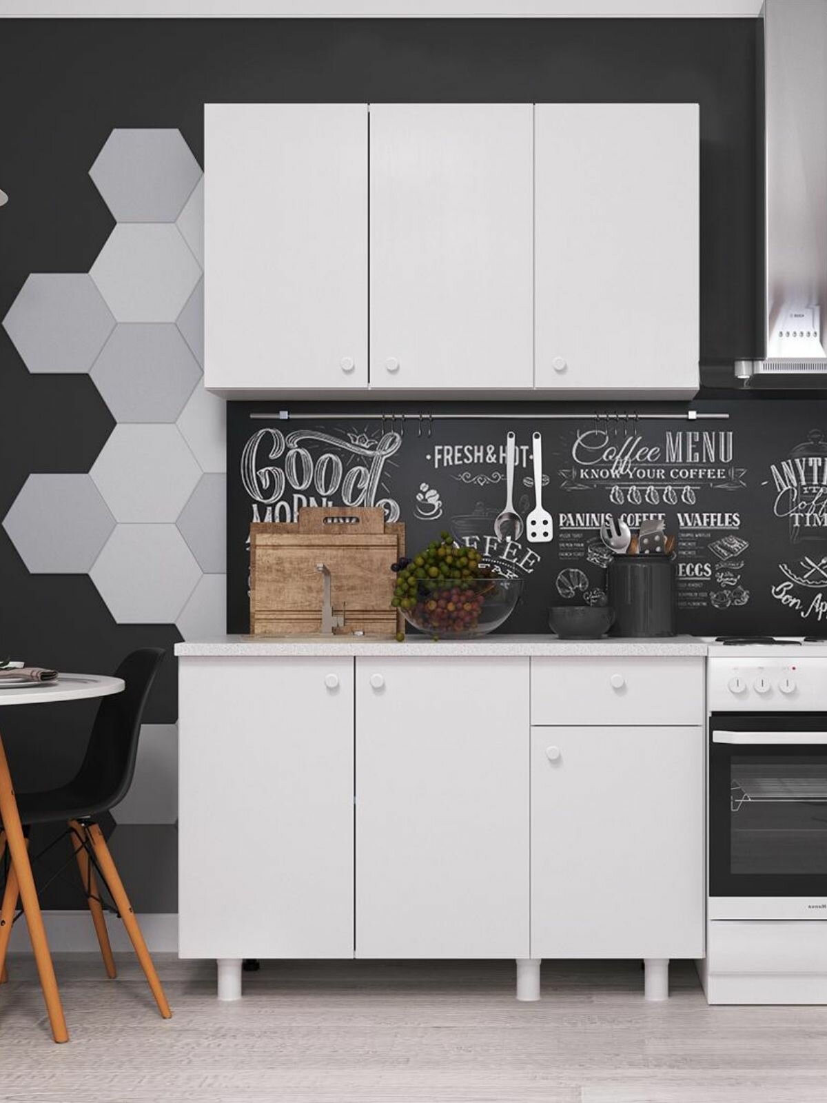 Кухонный гарнитур Горизонт Поинт, ЛДСП, 1200х2110х60 мм, белый