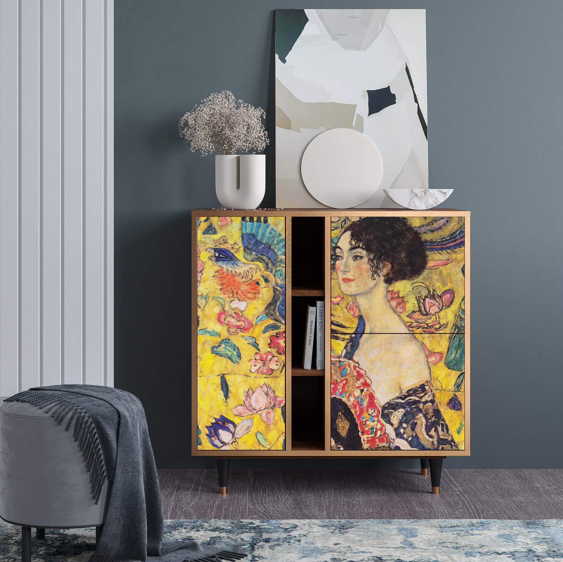 Комод - STORYZ - BS5 Lady with Fan by Gustav Klimt, Размер - 94 x 96 x 41 см, Цвет корпуса - , Орех