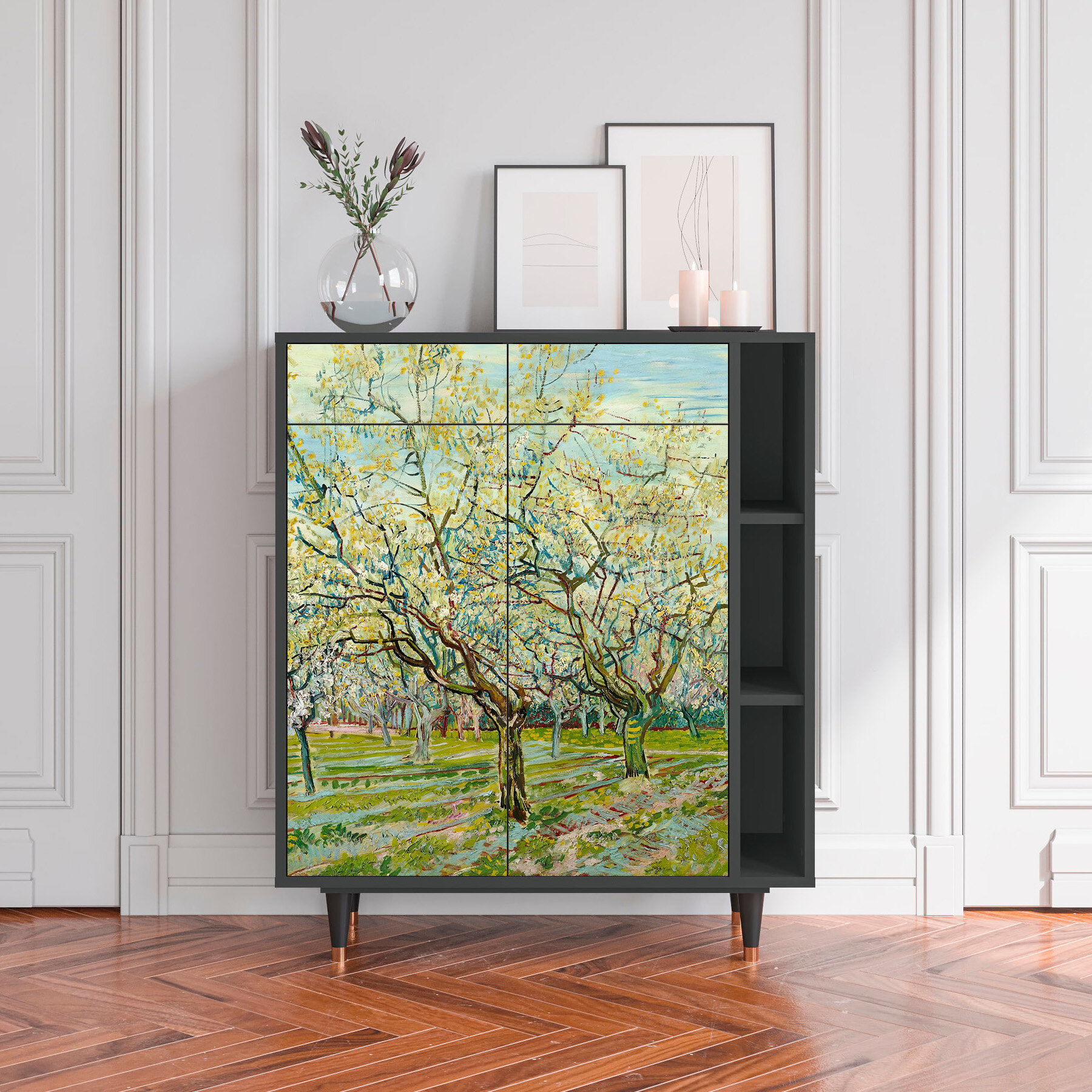 Комод - STORYZ - BS6 The White Orchard by Van Gogh, Размер - 94 x 110 x 41 см, Цвет корпуса - , Антрацит