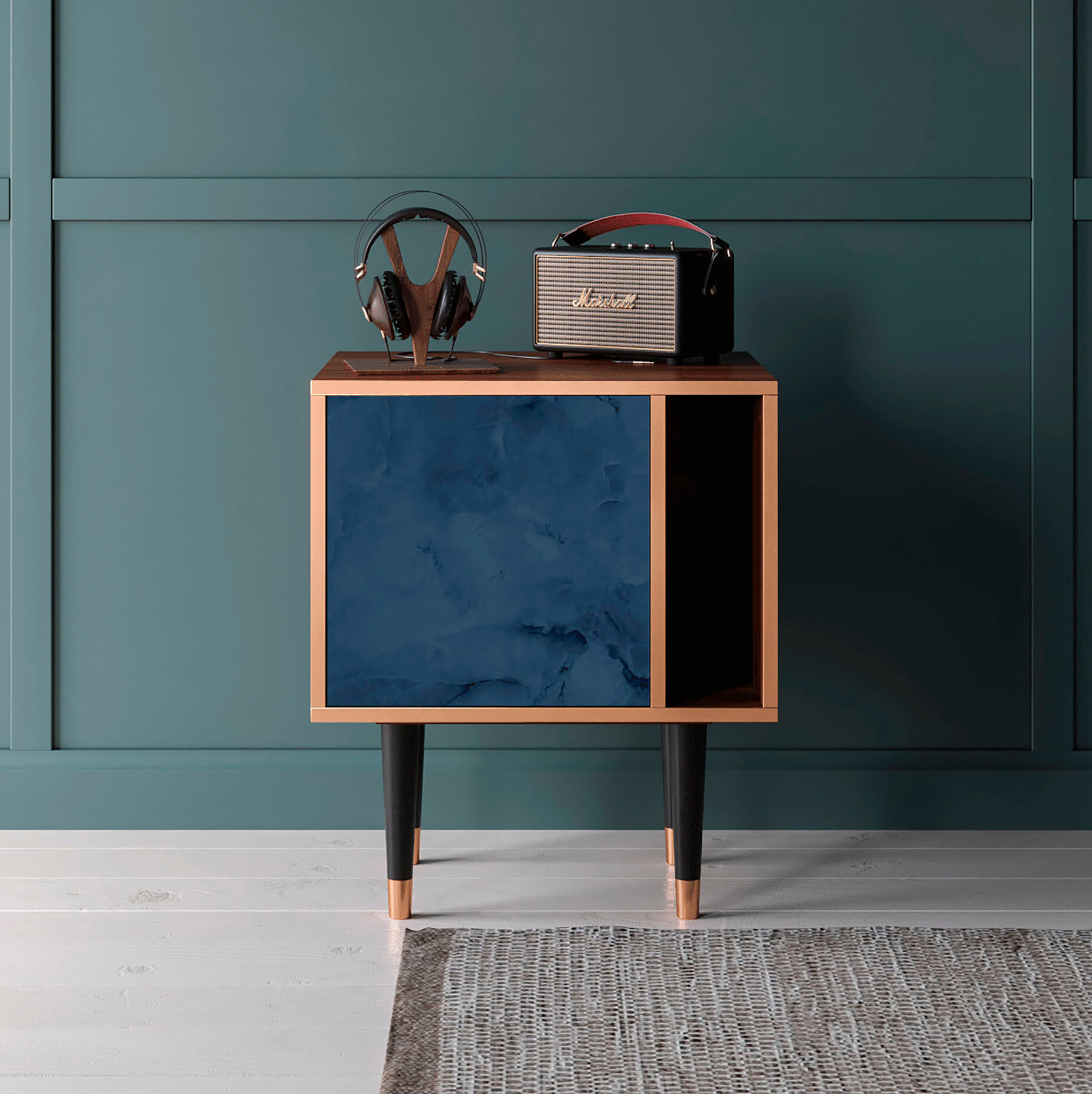 Прикроватная тумба - STORYZ - S2 Endless Galaxi, Размер - 58 x 69 x 48 см, Цвет - Орех