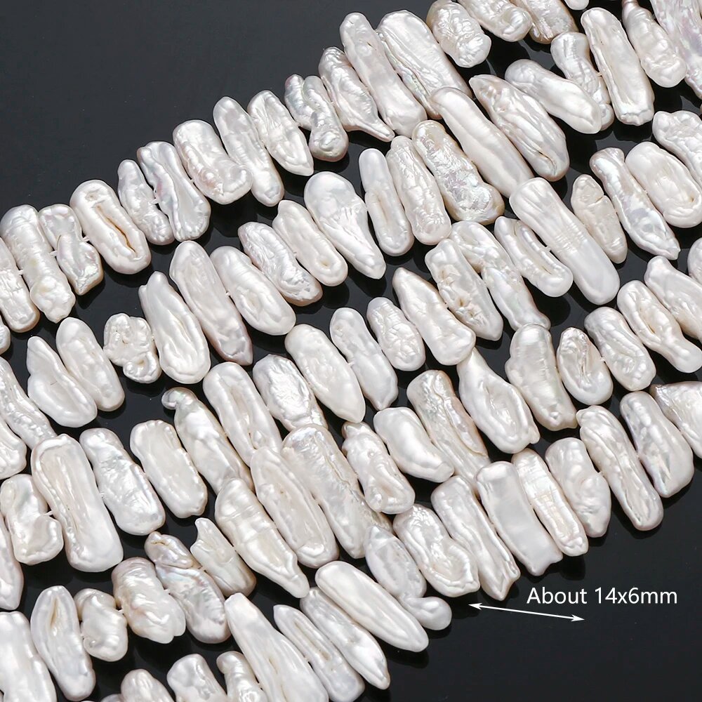 Натуральный пресноводный жемчуг, бусины барокко Белый, 14x16mm 2pcs Lute