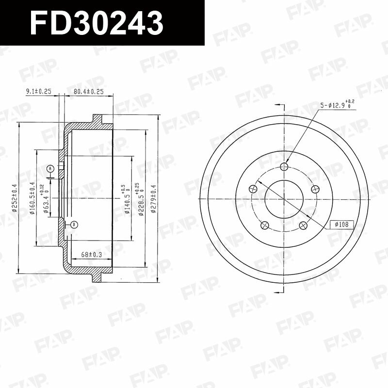 Барабан тормозной задний Форд Транзит Турнео, Ford Tourneo Transit; 1334973; 4367102; 4937319; 5135045; 8T1Z1126B; AT161126AA