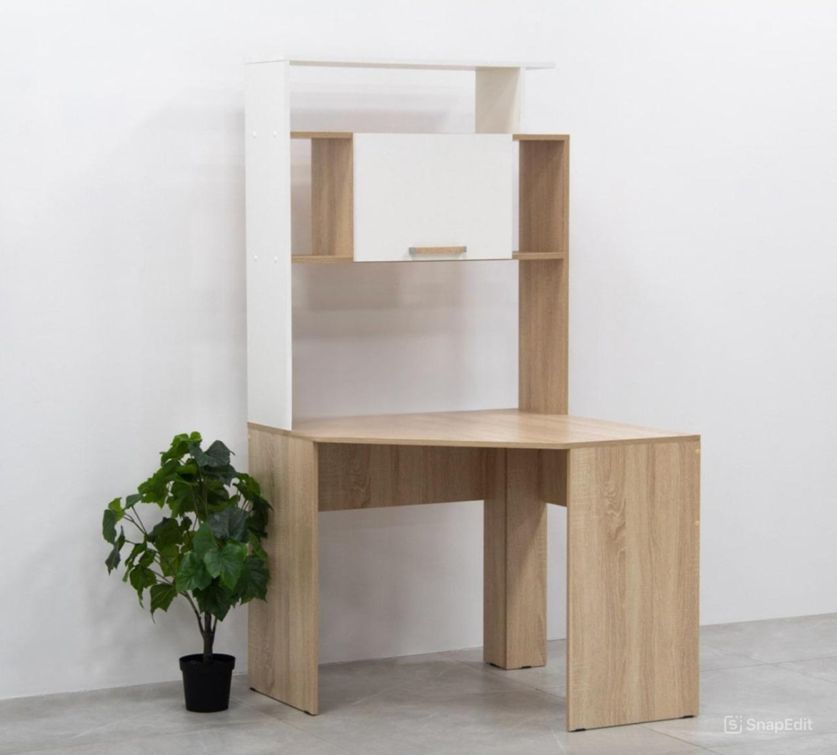 Стол компьютерный Квартет-12 (1752*900*900, 1850*800*420), Дуб Сонома, Белый