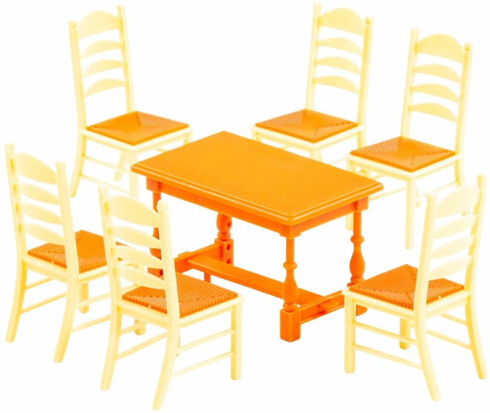 Мебель для кукол, стол и стулья, 7 предметов, игровой набор пластиковой мебели для кукольного домика, комплект для сюжетно-ролевой игры