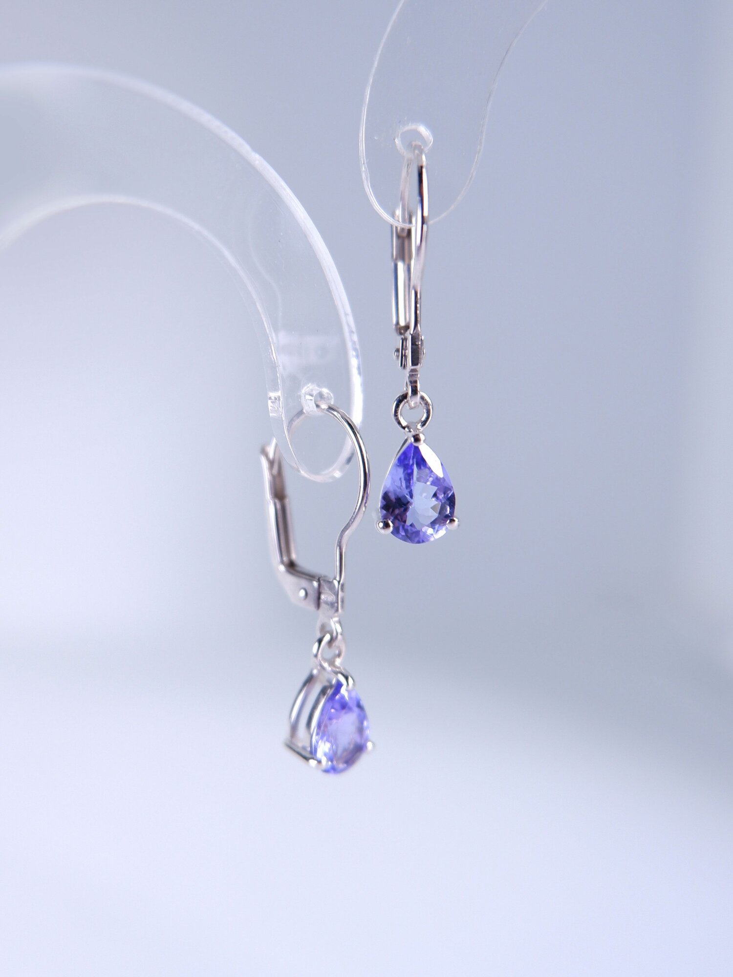 Серьги с подвесками, серебро, 925 проба, родирование, танзанит