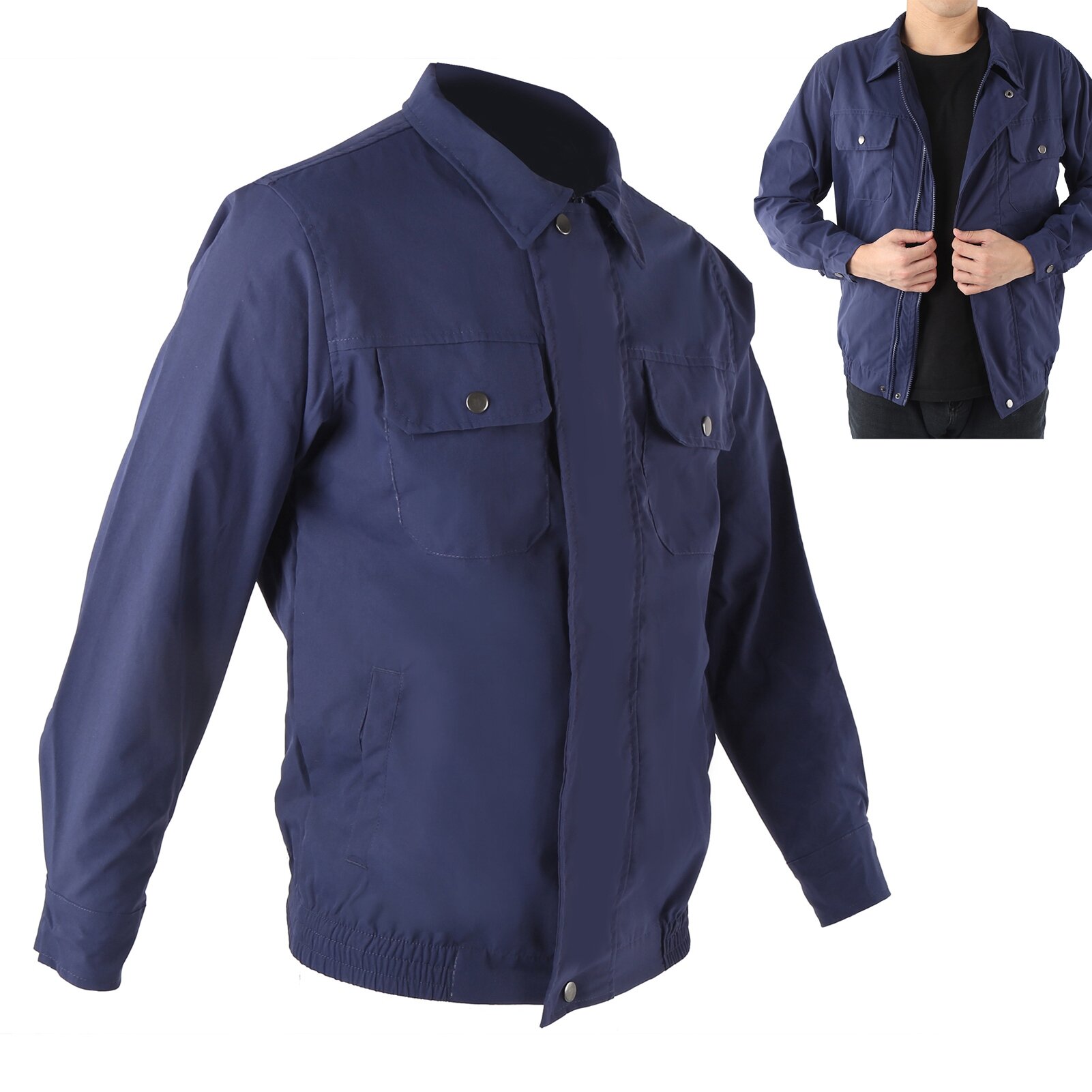 Охлаждающая одежда с вентилятором, летние куртки с кондиционером, мужская рабочая одежда с зарядкой через USB, синий размер S/M