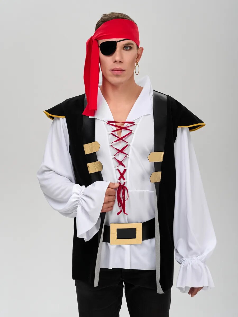 Карнавальный костюм пирата взрослый мужской, красный, XL/2XL (52-54)