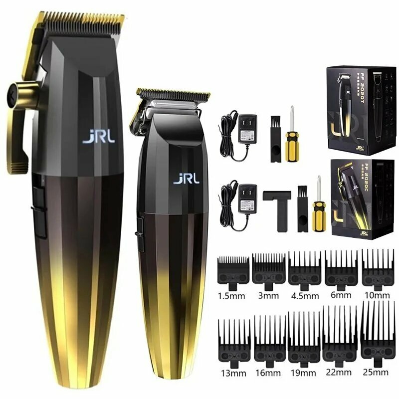 JRL Professional Машинка для стрижки JRL 2020C Машинка и JRL 2020T триммер, черный, золотой