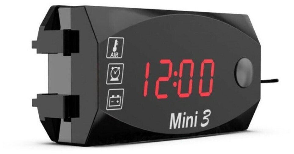 Вольтметр Grand Price 3 в 1, 12V для мотоцикла, черный с красным