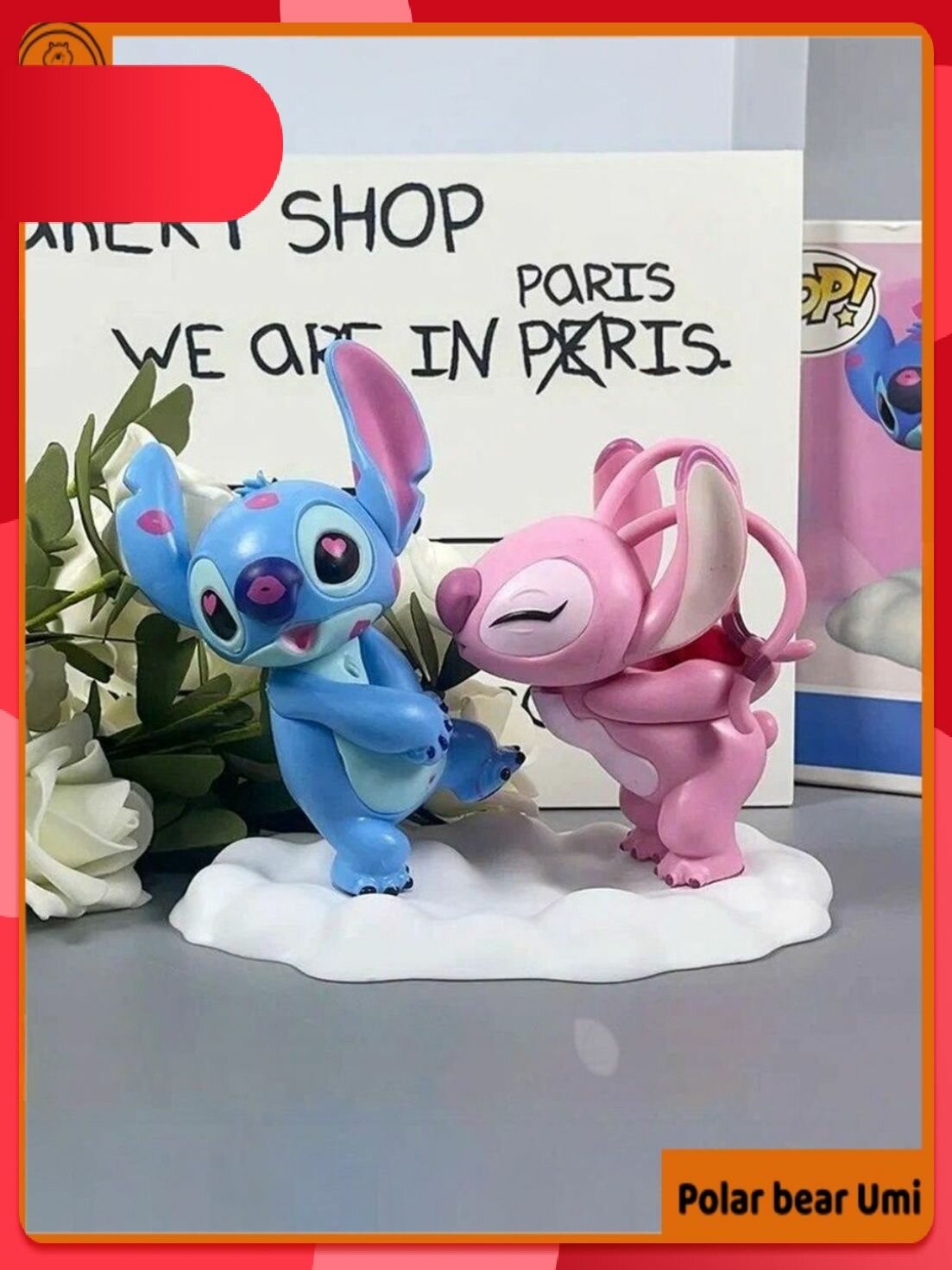 MINISO Disney Stitch пара аниме фигурок, with box, Розовый
