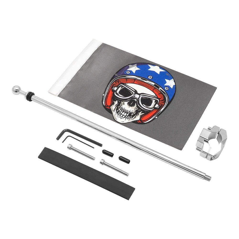 Универсальный флаг набор для крепления флага 9 мм-35 мм Калибр для мотоцикла ADV Cruiser Touring Scooter ATV для Harley Honda & Cruiser BMW серебристый