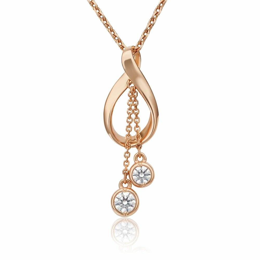 Подвеска, красное золото, 585 проба, фианит