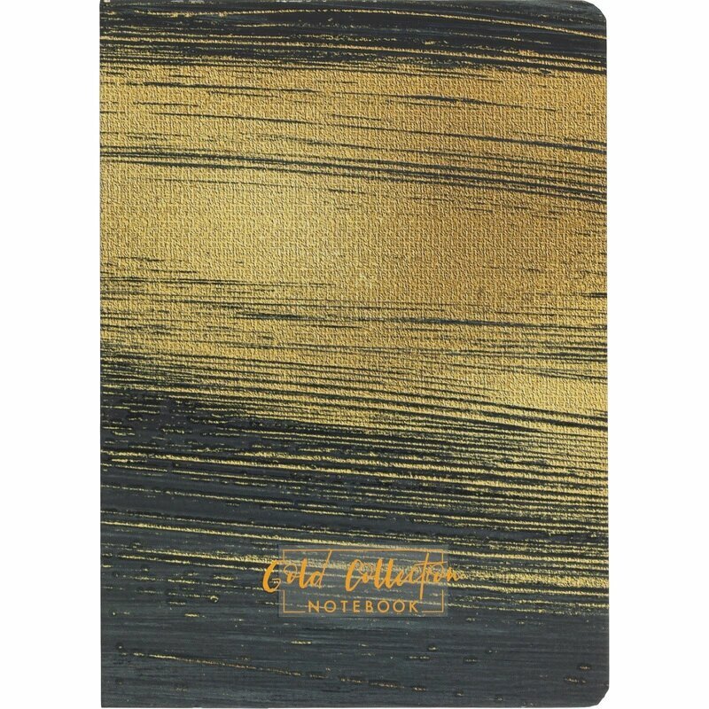 Бизнес-блокнот Gold Collection А5 96л, клетка, картон, сшивка, резинка, черный