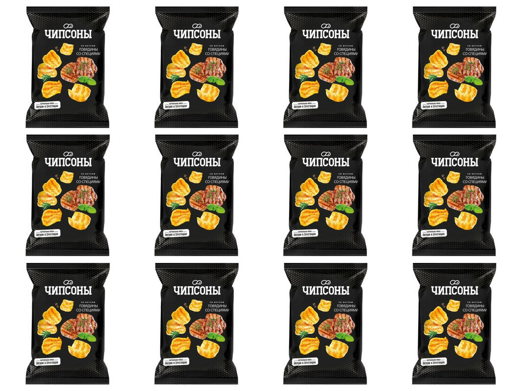 Чипсоны Чипсы со вкусом Говядина со специями, 40 г, 12 шт