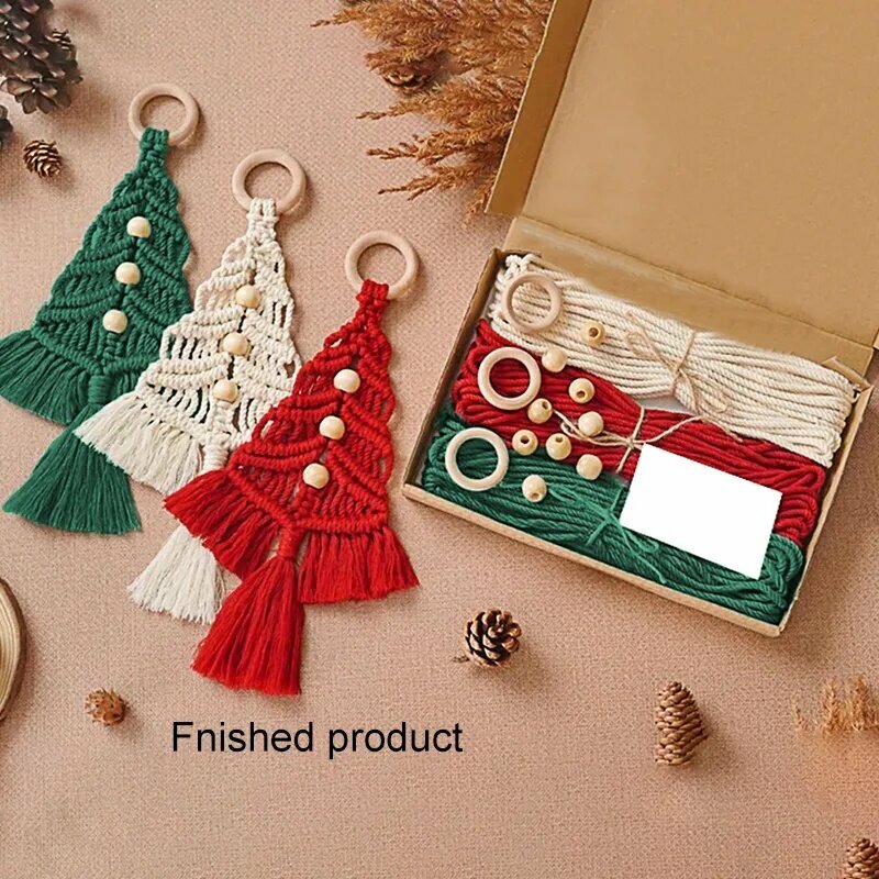 Набор макраме для макраме рождественской елки 3 шт, стартовый набор для рукоделия рождественской елки для взрослых и детей своими руками