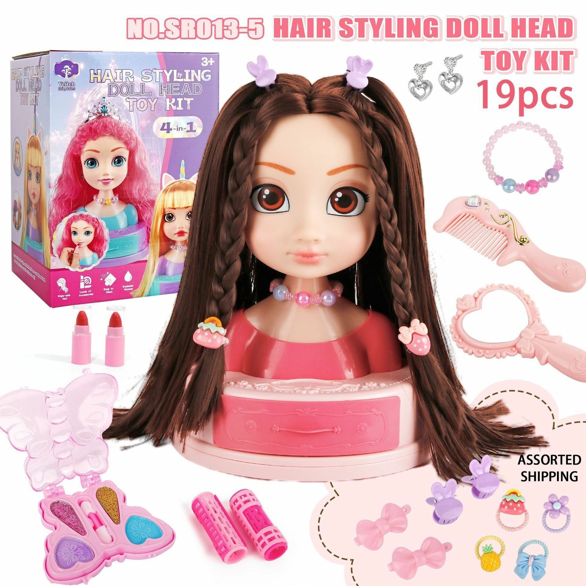 Эксклюзивный манекен для создания причесок и макияжа, включая голову с волосами для плетения кос