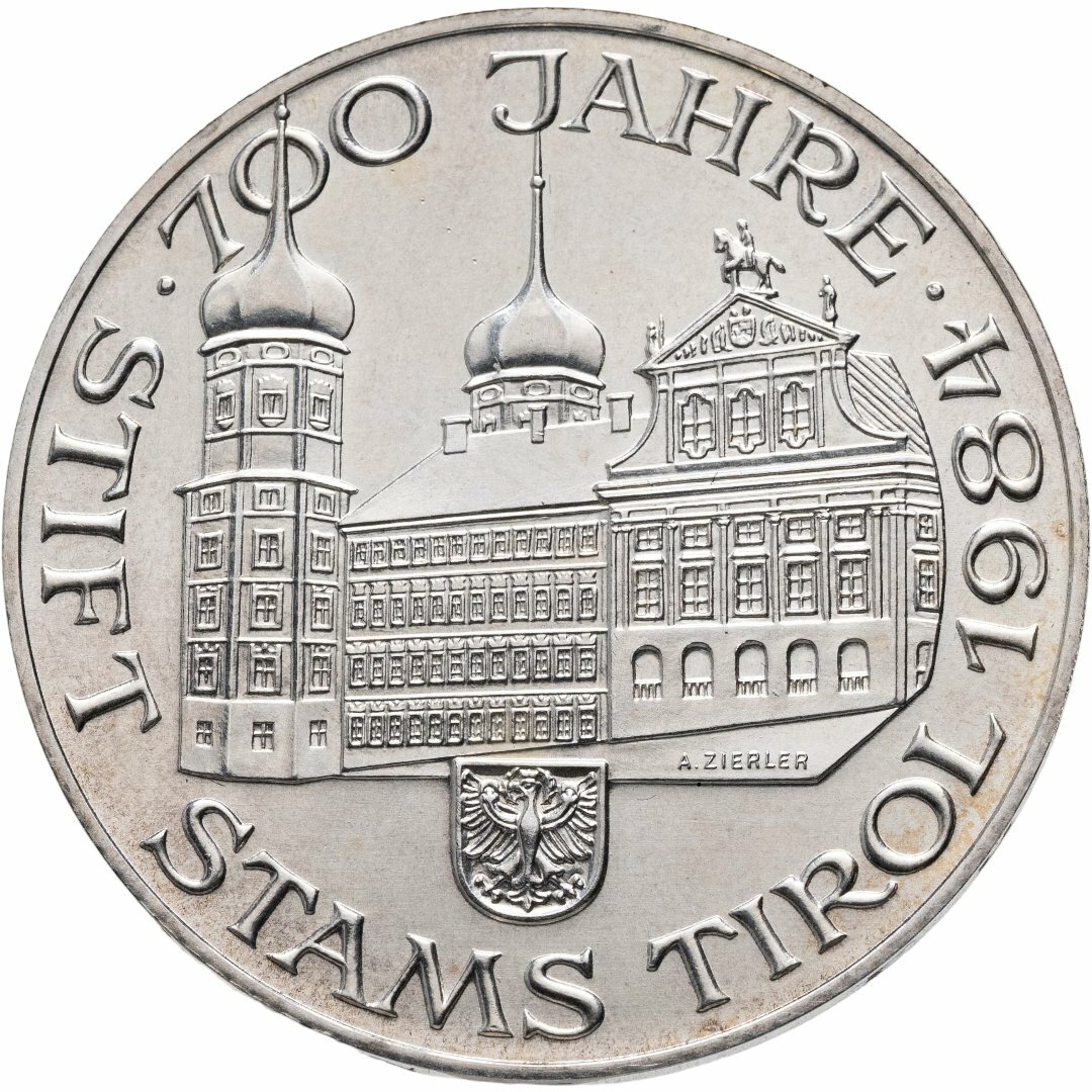 Австрия 500 шиллингов 1984 "700 лет монастырю Штамс", Серебро 640, в сохранности UNC