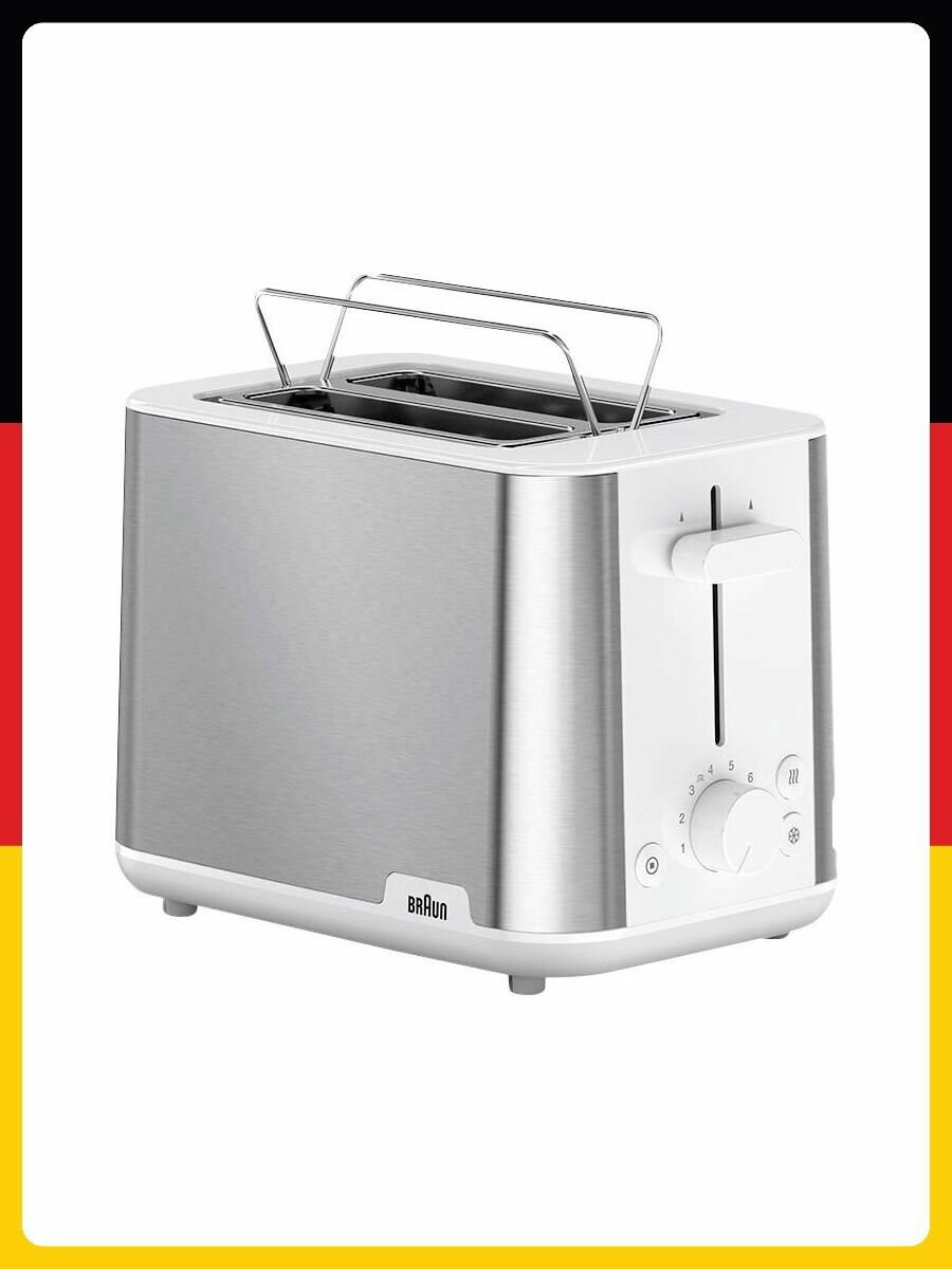 Тостер Braun HT 1510 WH, без бисфенола А, нержавеющая сталь, белый