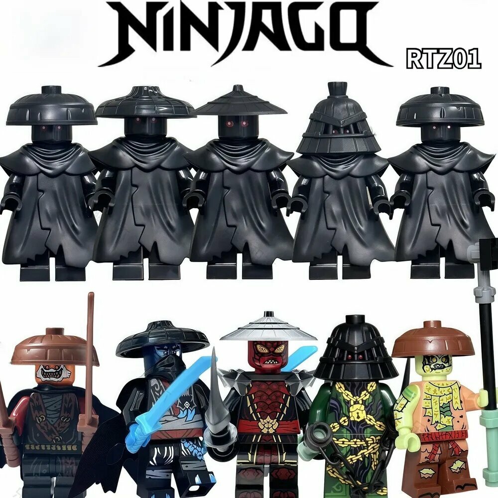 Конструктор Запретная Пятёрка Ниндзя: Зак, Рокс и Нокт с Развевающимися Плащами, совместимы с легo конструкторами
