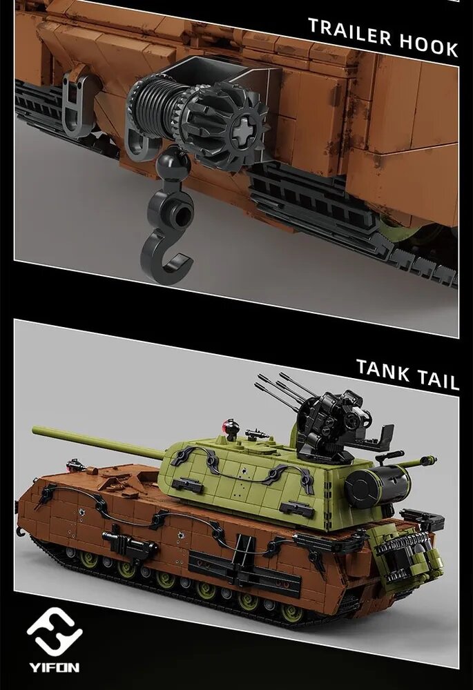 Конструктор YIFON Panzer VIII Maus Сверхтяжёлый танк Маус, 3339+ деталей, ABS пластик, радиоуправление — фото 1