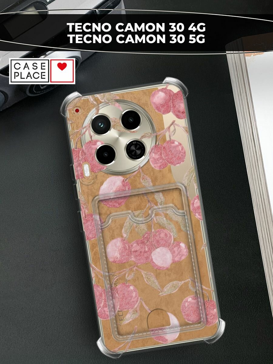 Чехол на Tecno Camon 30 4G/30 5G (Текно Камон 30 4G/30 5G) с картой и принтом Сливы 2
