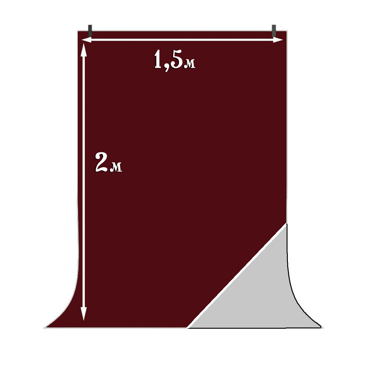 Фон двухсторонний 2*1.5м Темно-Бордовый и Светло-Серый / для фото и видео съёмки
