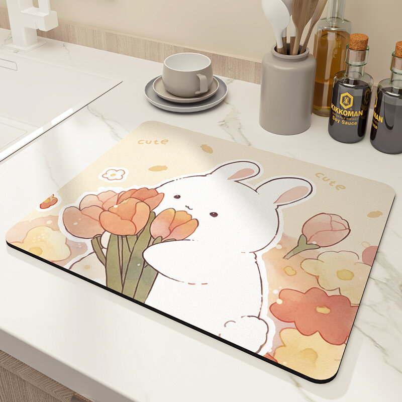 Кухонный коврик для сушки посуды, коврик для тарелок, милый поднос, нескользящий коврик для барной стойки, коврик для сушки, коврик для обеденного стола, впитывающий коврик