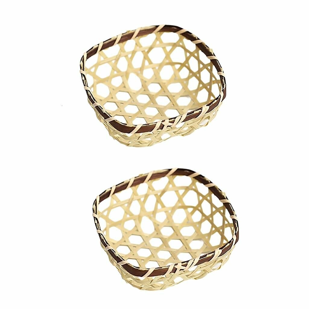 Плетеные бамбуковые мини-корзинки для закусок и фруктов, - Квадратный