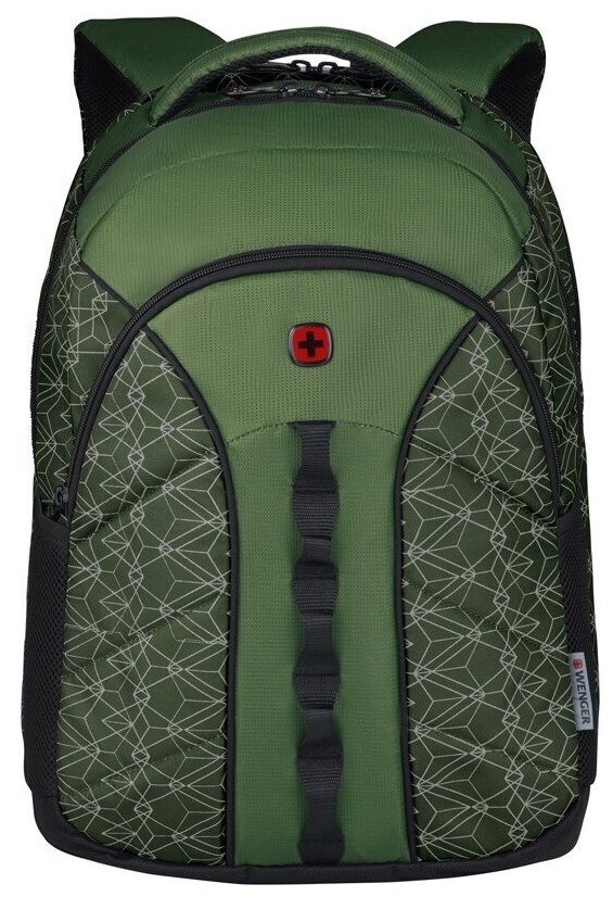 Рюкзак WENGER Sun 16", зеленый со светоотражающим принтом, полиэстер, 35x27x47 см, 27 л