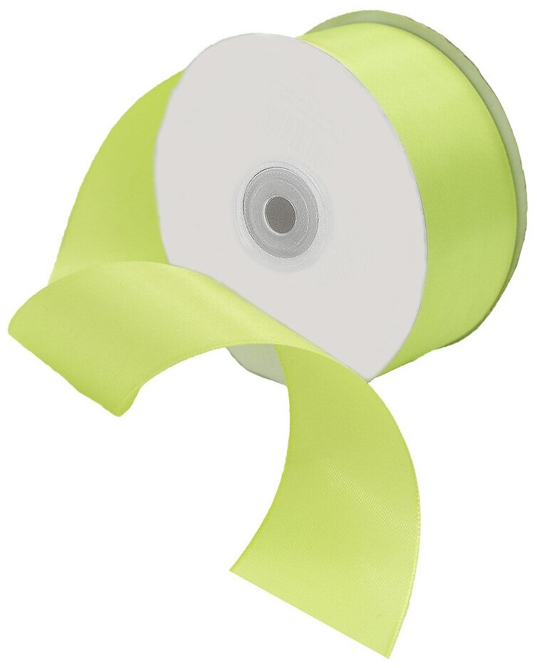 Лента атласная декоративная 3,8 см × 32,9 м, цвет светло-фисташковый