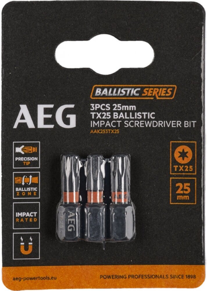 Биты ударные AAK253TX25 (3 шт; TX25; 25 мм) AEG 4932479175