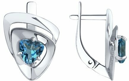 Серьги, серебро, 925 проба, родирование, топаз