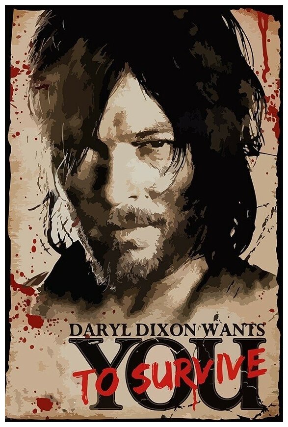 Картина по номерам на холсте Сериал Ходячие мертвецы (Рик, Ниган, Дэрил) - 7213 В 60x40