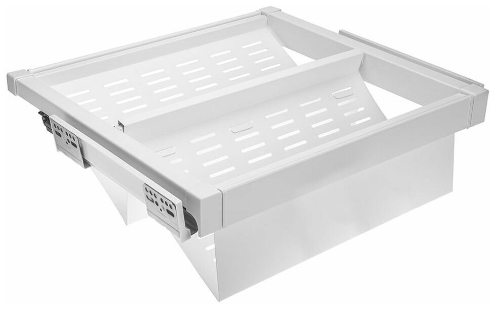 Полка для обуви перфорированная WG-POBUWM60-10 белая, в шкаф 60 см, с доводчиком, полного выдвижения