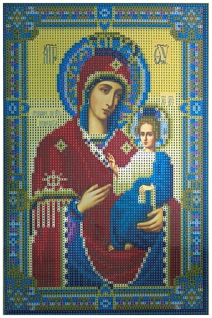 Алмазная мозаика / вышивка / живопись на холсте с подрамником 30х40 Жировицкая Икона Божией Матери