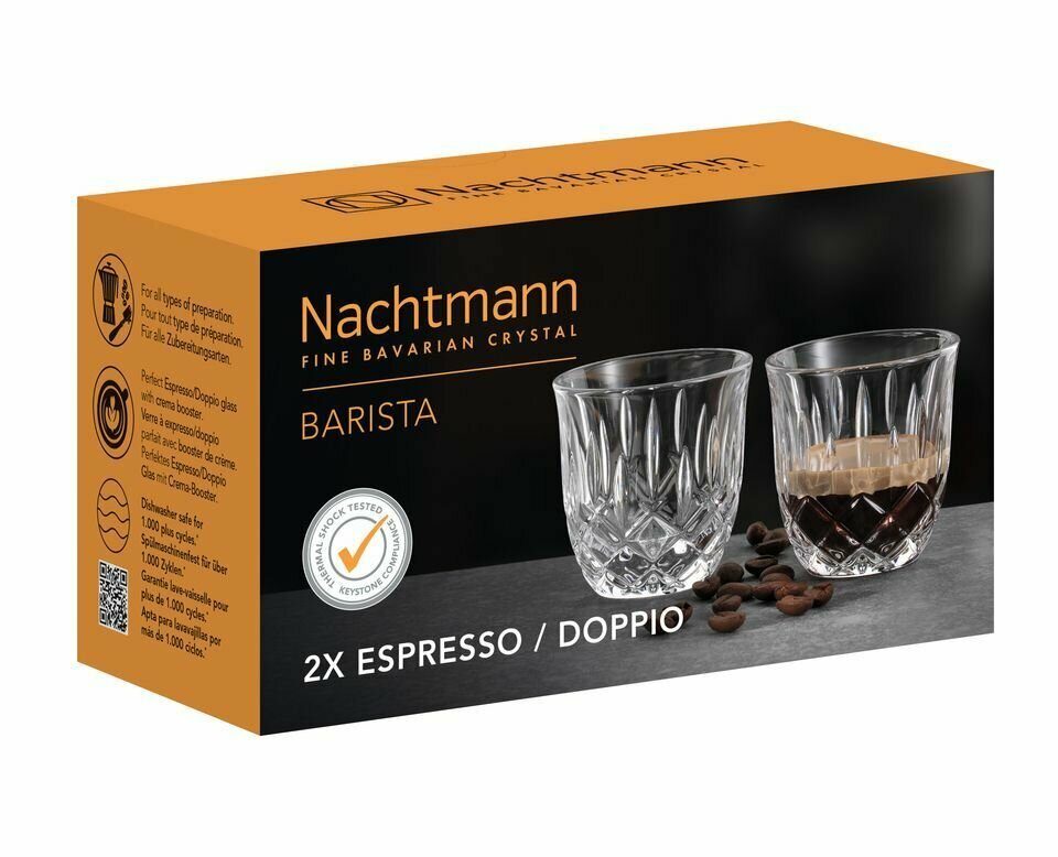 Набор стаканов 2 шт. для эспрессо Nachtmann Noblesse Barista Espresso/Doppio, хрусталь, 90 мл, 6,4 см, прозрачный