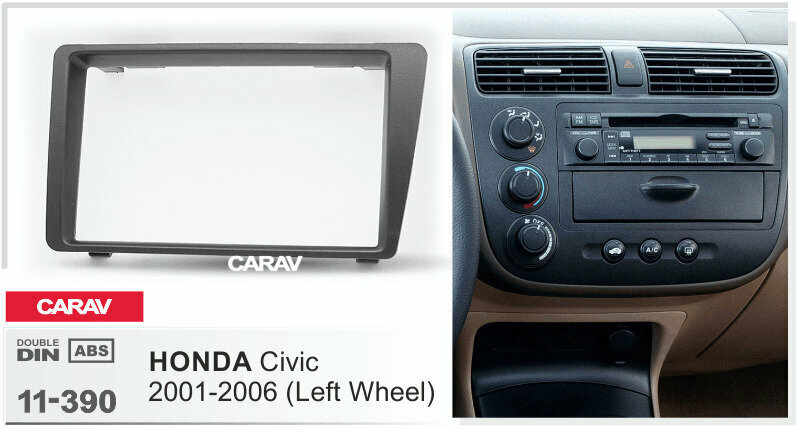 Переходная рамка 2-DIN для HONDA Civic 2001-06 руль слева CARAV 11-390