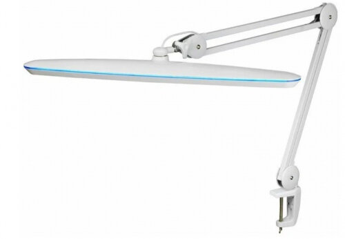 Настольная бестеневая лампа Rexant Blue Stream на струбцине с диммером, 117 светодиодов, белая
