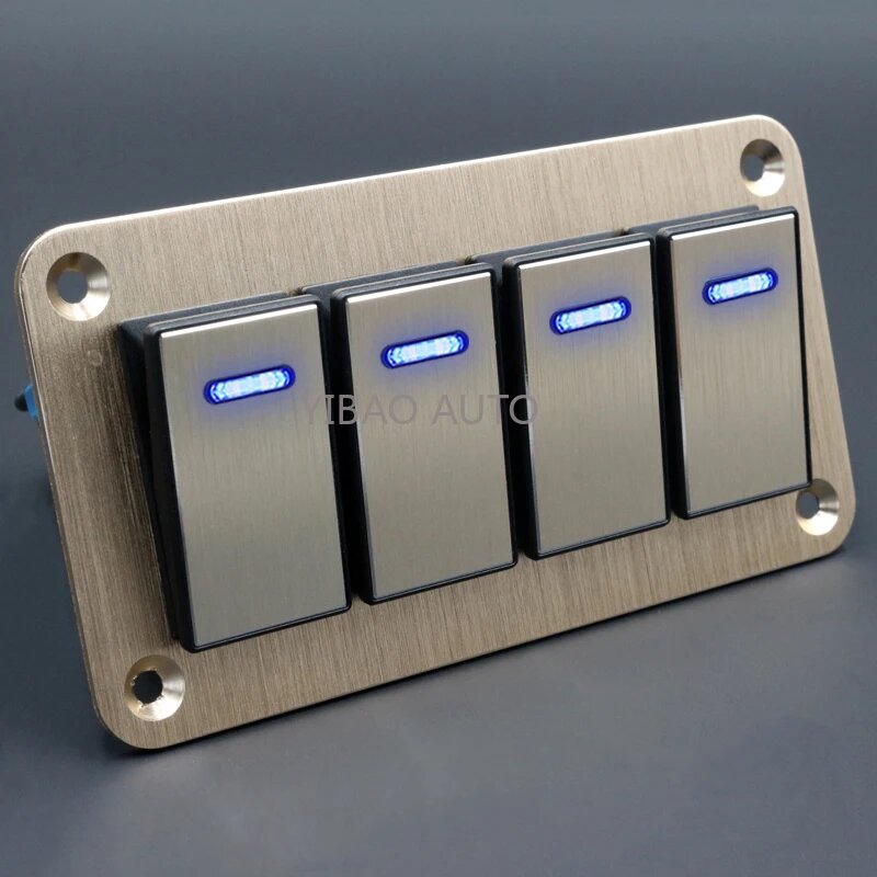 12 В 24 В клавишная панель переключателя, детали интерьера, панель переключателя, аксессуары для автомобиля, лодки, панель управления переключатсветодиодный, светильник лампа IP65, водонепроницаемая D 4 gang gold