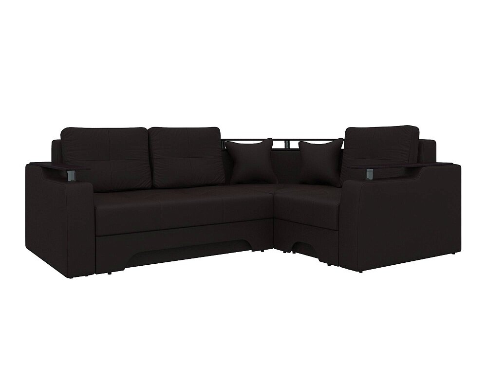Угловой диван Комфорт 2 Коричневый, еврокнижка, 254х178х80 см, с ящиком для белья
