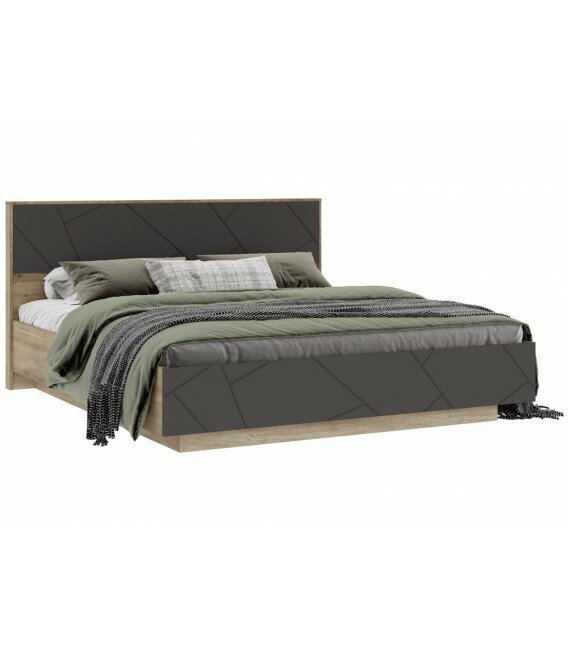 Двуспальная кровать Диамо КР 02 180х200 софт графит / дуб каньон 546001