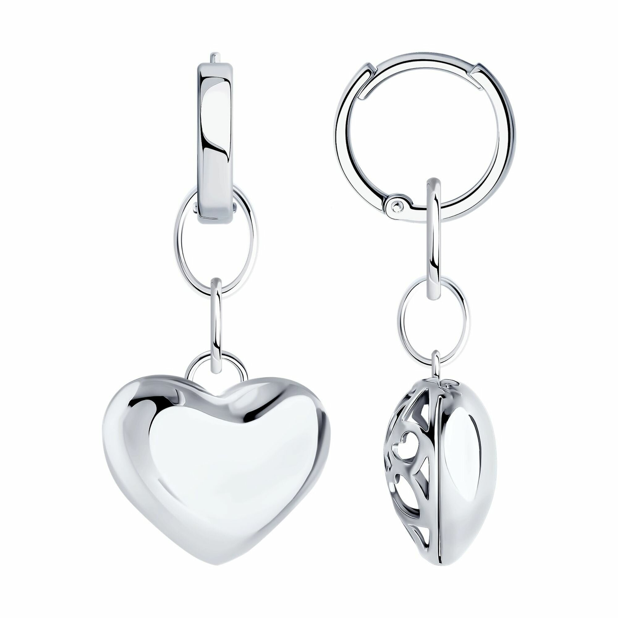 Серьги трансформеры, серебро, 925 проба, родирование