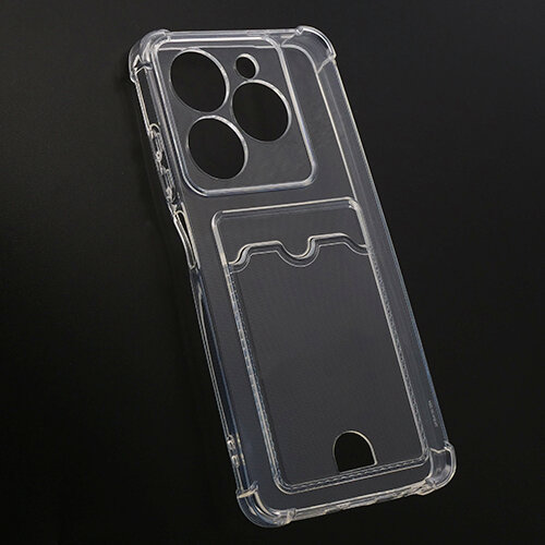 Силиконовый чехол с карманом для карт Tecno Spark GO 2024, прозрачный