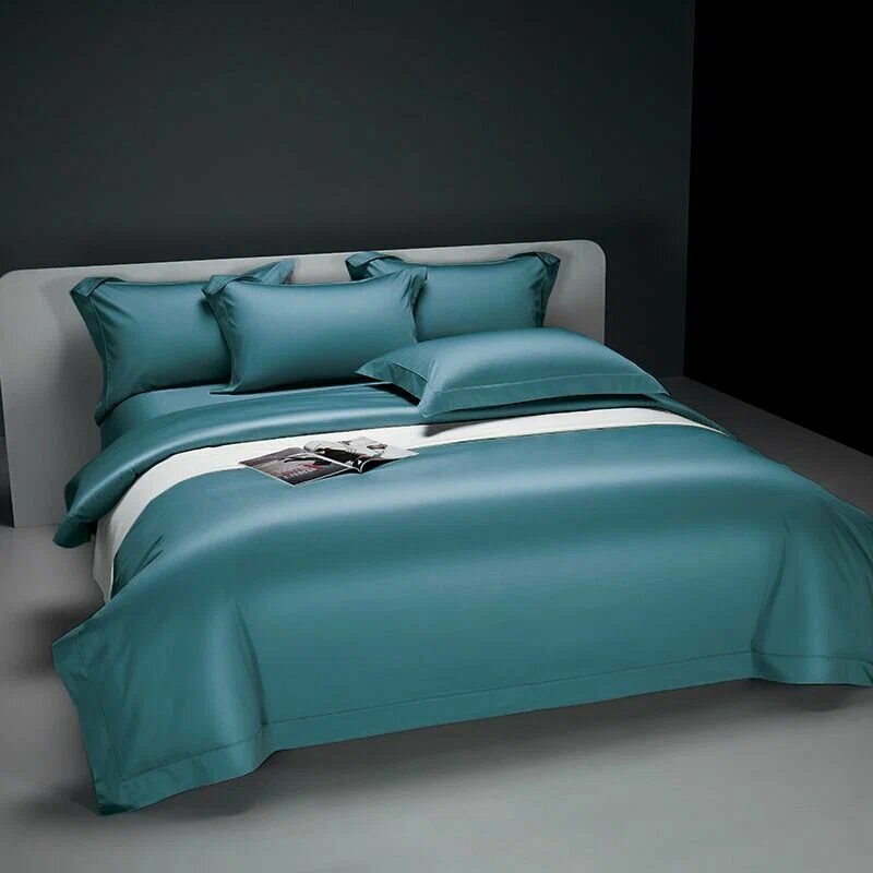 Комплект постельного белья Winni семейный Бархатный Сатин - Изумрудный