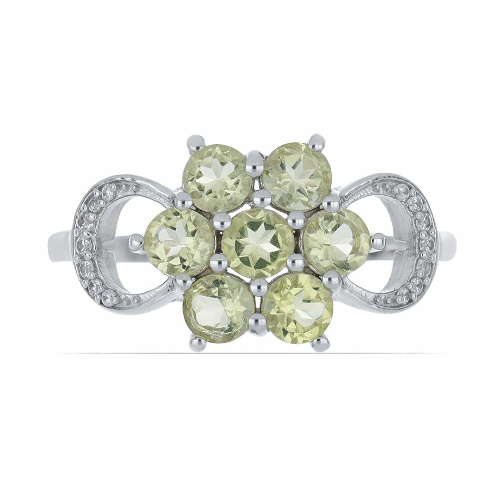 Кольцо, серебро, 925 проба, родирование, циркон, топаз